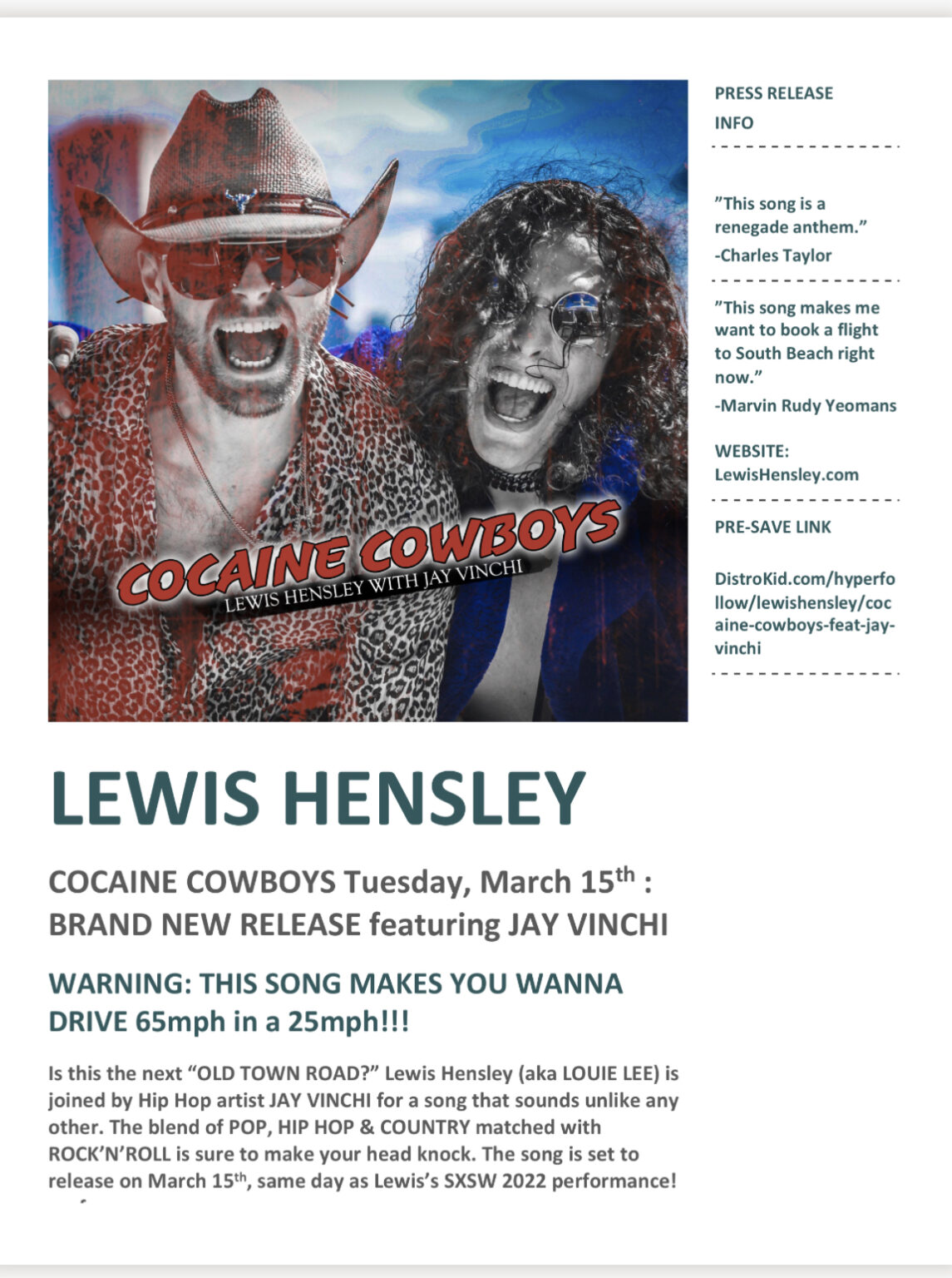 Lewis Hensley aka Louie Lee! Brings a new sound of Country Hop & Roll ...